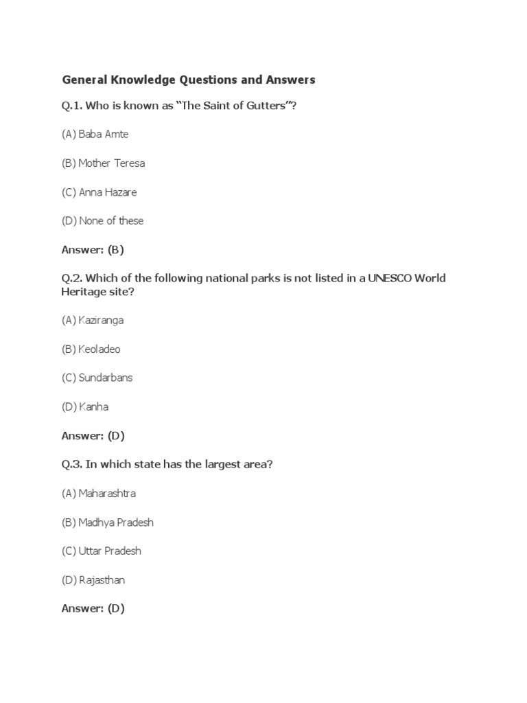 Part Three General Knowledge Questions and Answer1 | PDF