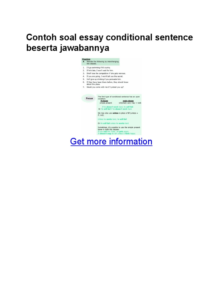 Contoh Soal Essay Conditional Sentence Beserta Jawabannya | PDF ...