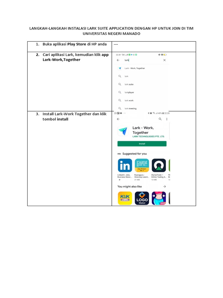 Instalasi Aplikasi Lark untuk Tim UNM | PDF | Karier & Perkembangan