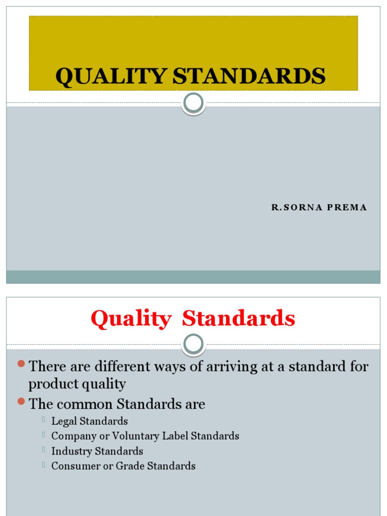 Quality Standards | PDF | Milk | Foods