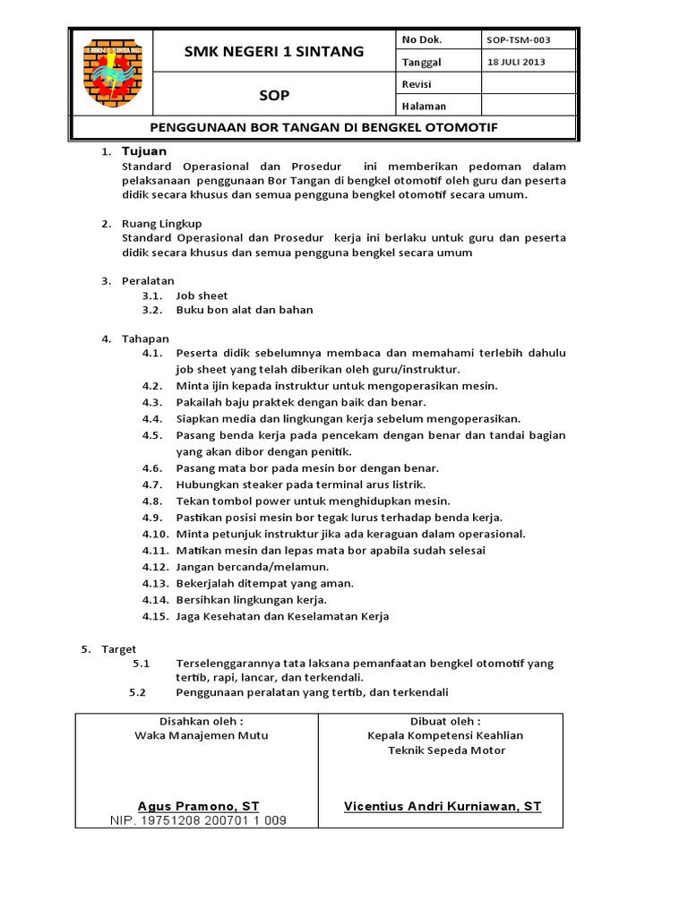 Sop Bor Tangan | PDF