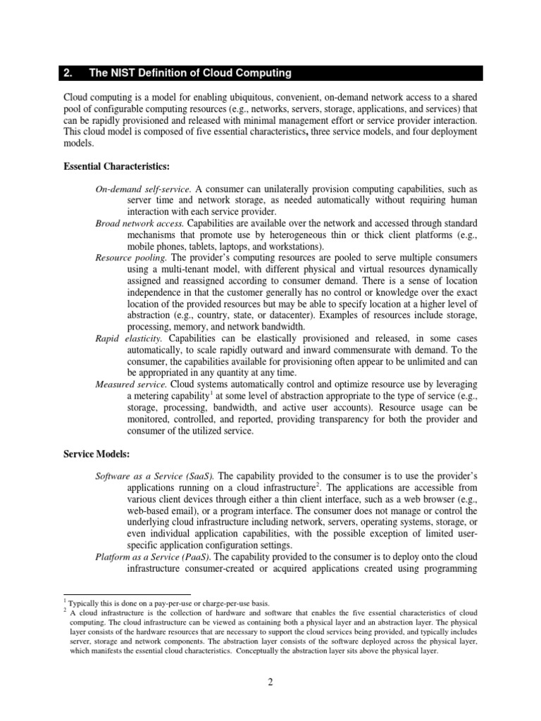The NIST Definition of Cloud Computing: Essential Characteristics | PDF ...