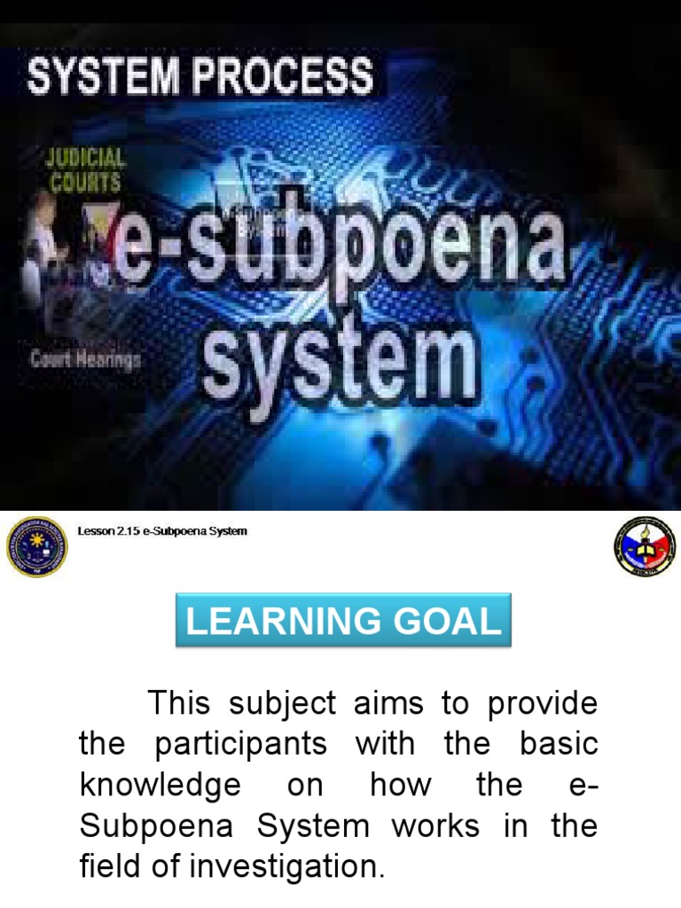 2.15 E-Subpoena System | PDF | Login | Password