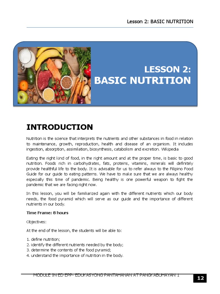 Basic Nutrition for Filipinos Guide | PDF | Nutrients | Fat