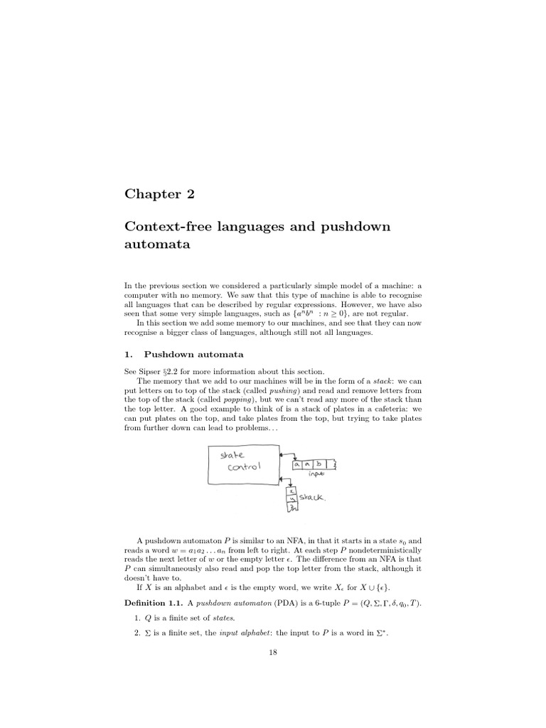 Context-Free Languages and Pushdown Automata | PDF | Models Of Computation | Languages