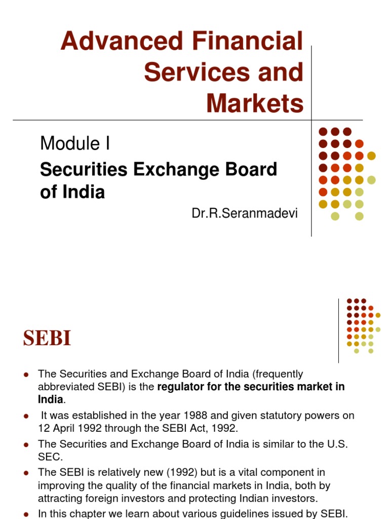 SEBI Guidelines for Financial Markets | PDF | Option (Finance ...