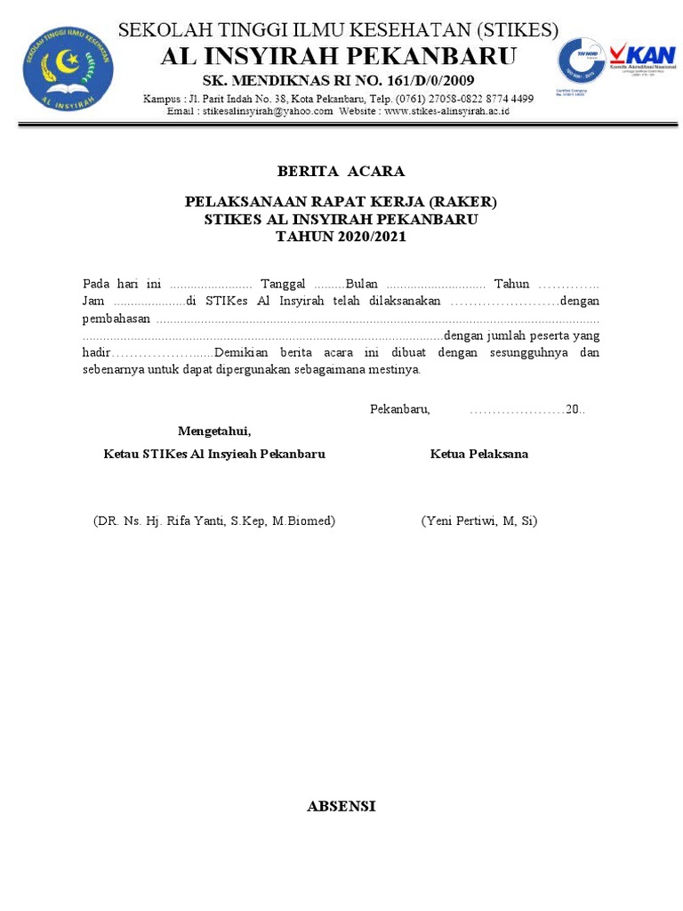 Berita Acara Raker | PDF