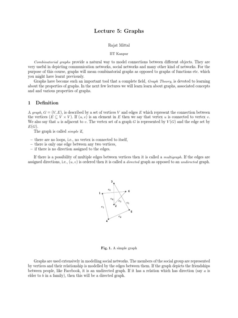 Lecture 5: Graphs: IIT Kanpur | PDF | Vertex (Graph Theory) | Eigenvalues And Eigenvectors
