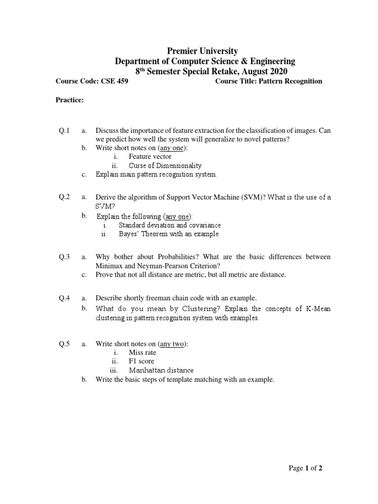 Pattern Recognition Suggestion | Download Free PDF | Pattern Recognition | Statistical ...