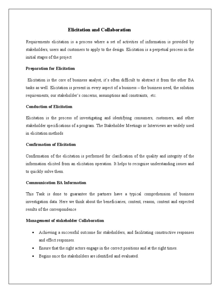 Elicitation and Collaboration | PDF | Stakeholder (Corporate ...
