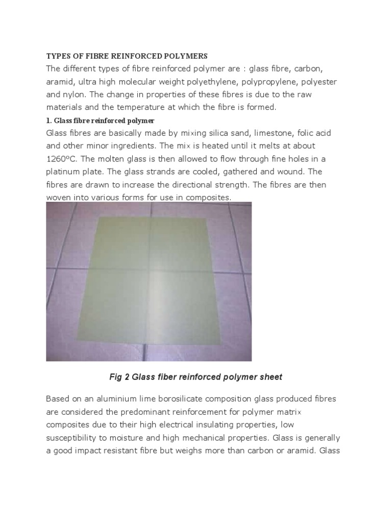 Types of Fiber Reinforced Polymers | PDF | Fibers | Composite Material