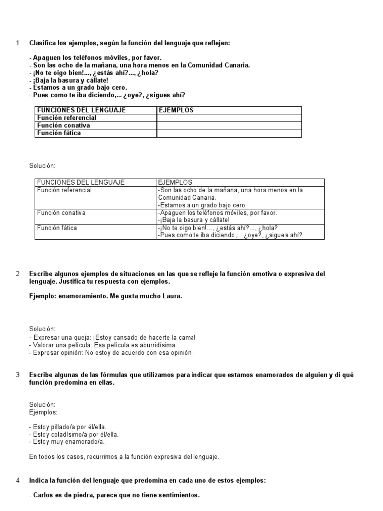 Actividades sobre funciones del lenguaje | PDF | Comunicación | Lingüística