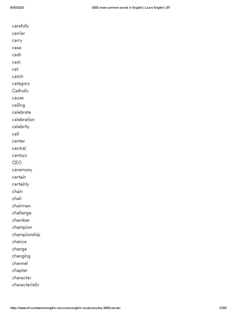 12c 3000 Most Common Words in English - Learn English - EF PDF | PDF ...