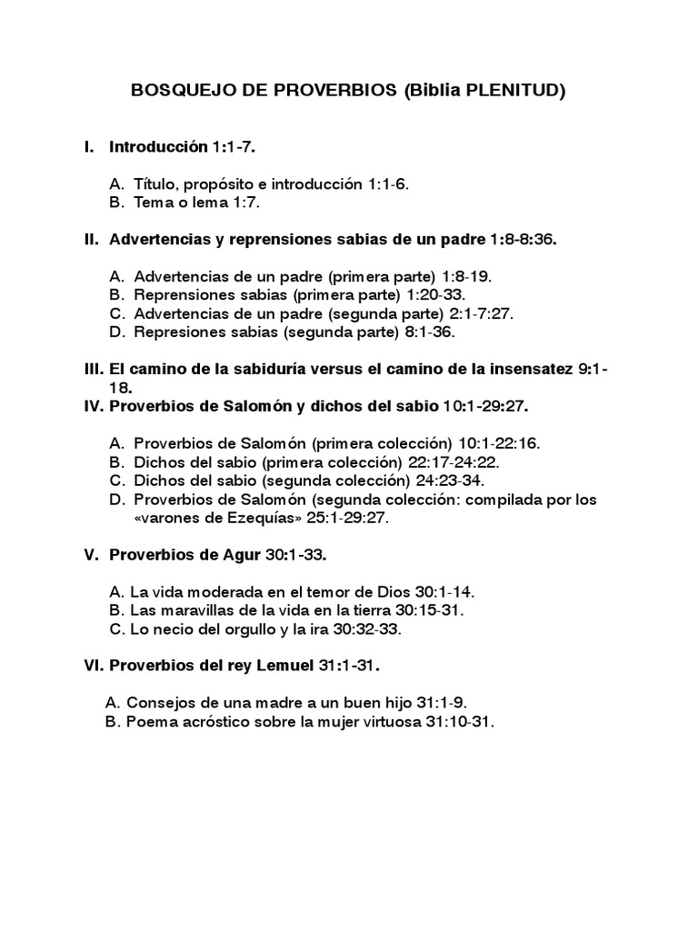 Bosquejo de Proverbios | PDF