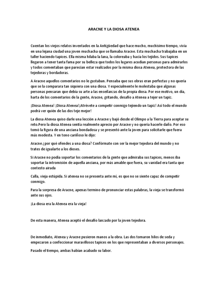 Aracne y La Diosa Atenea | PDF | Atenea | Tapiz