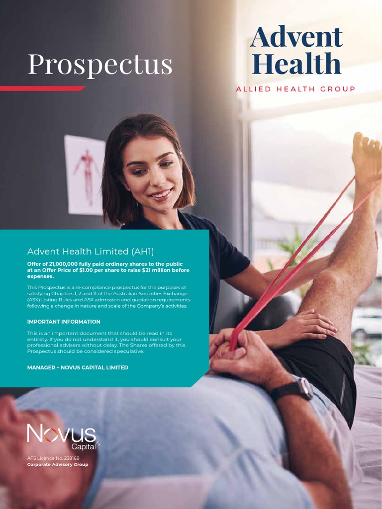 Advent Health LTD AH1 Prospectus May2020 PDF | PDF | Health Care ...