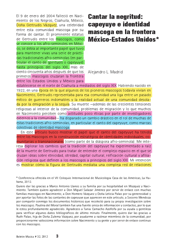 Madrid Mascogos, Afroseminoles. Estudios Norte de México | PDF ...