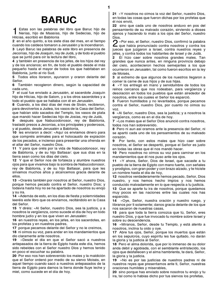 LIBRO DE BARUC - en Dos Columnas | PDF | Jacob | Profeta