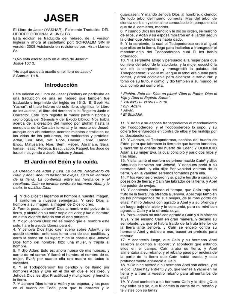 LIBRO DE JASER - en Dos Columnas | Descargar gratis PDF | Noé | Enoc ...