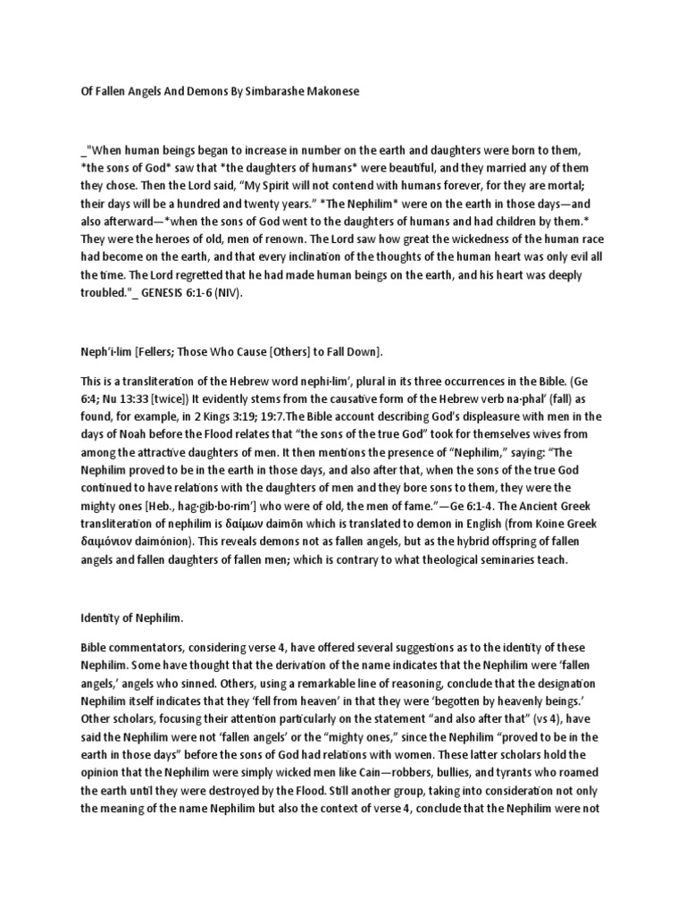 Simbarashe Makonese - Revelation of Fallen Angels and Demons | PDF | Fairies | Nephilim