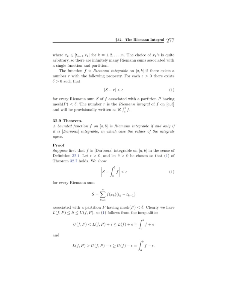 Riemann Integral for Mathematicians | PDF | Mathematical Relations | Functions And Mappings