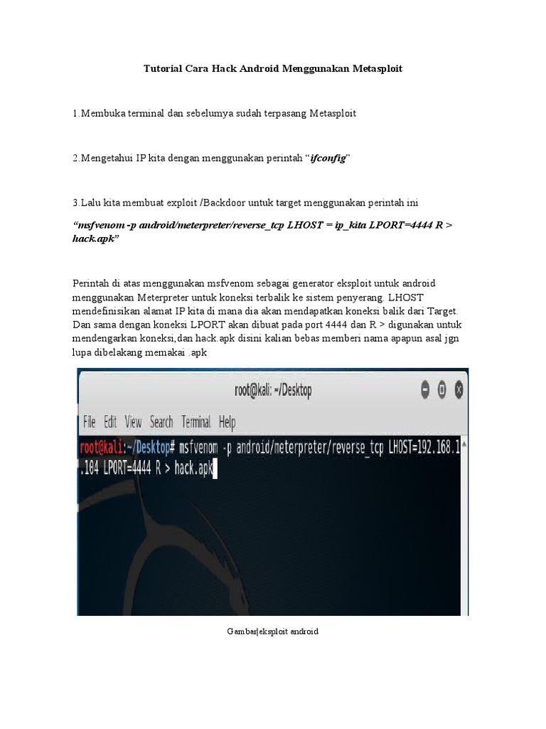 Tutorial Cara Hack Android Menggunakan Metasploit | PDF