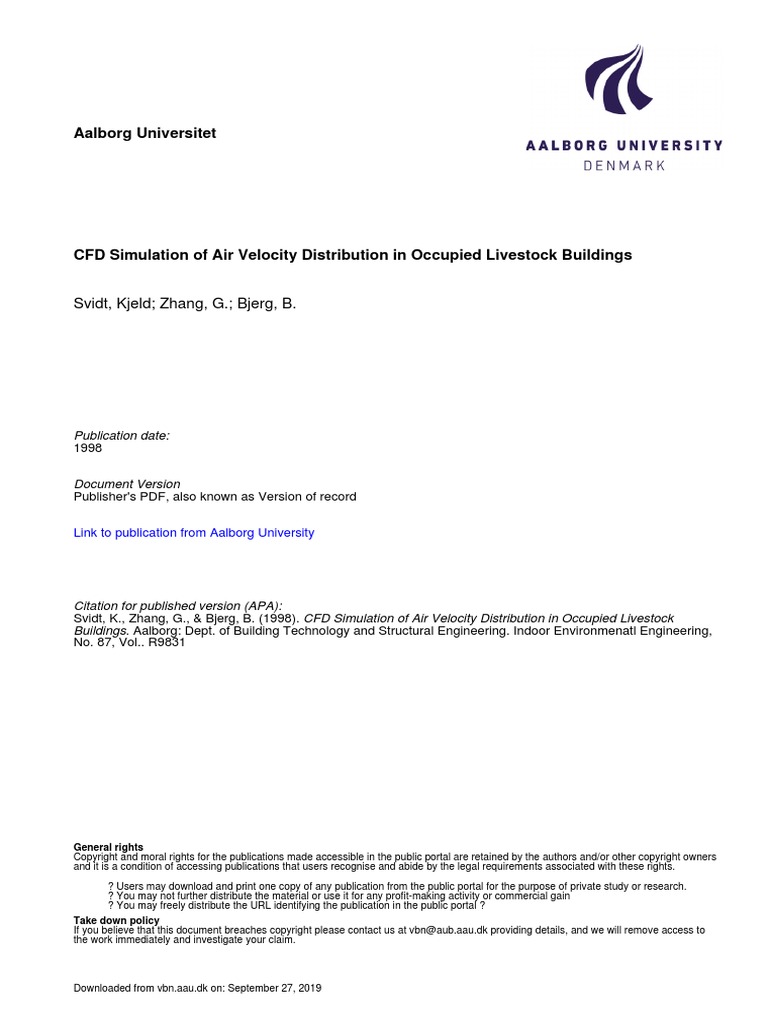 CFD Simulation of Air Velocity Distribution in Occupied Livestock ...