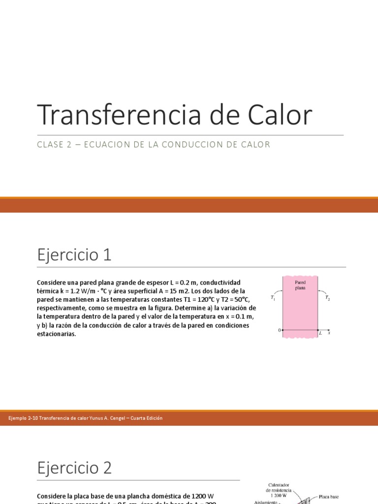 Taller 2 - Ecuación de La Conducción de Calor | PDF | Conduccion termica | Calor