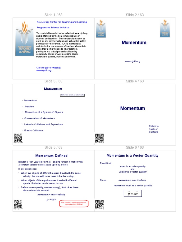 Momentum: Slide 1 / 63 Slide 2 / 63 | PDF | Momentum | Collision