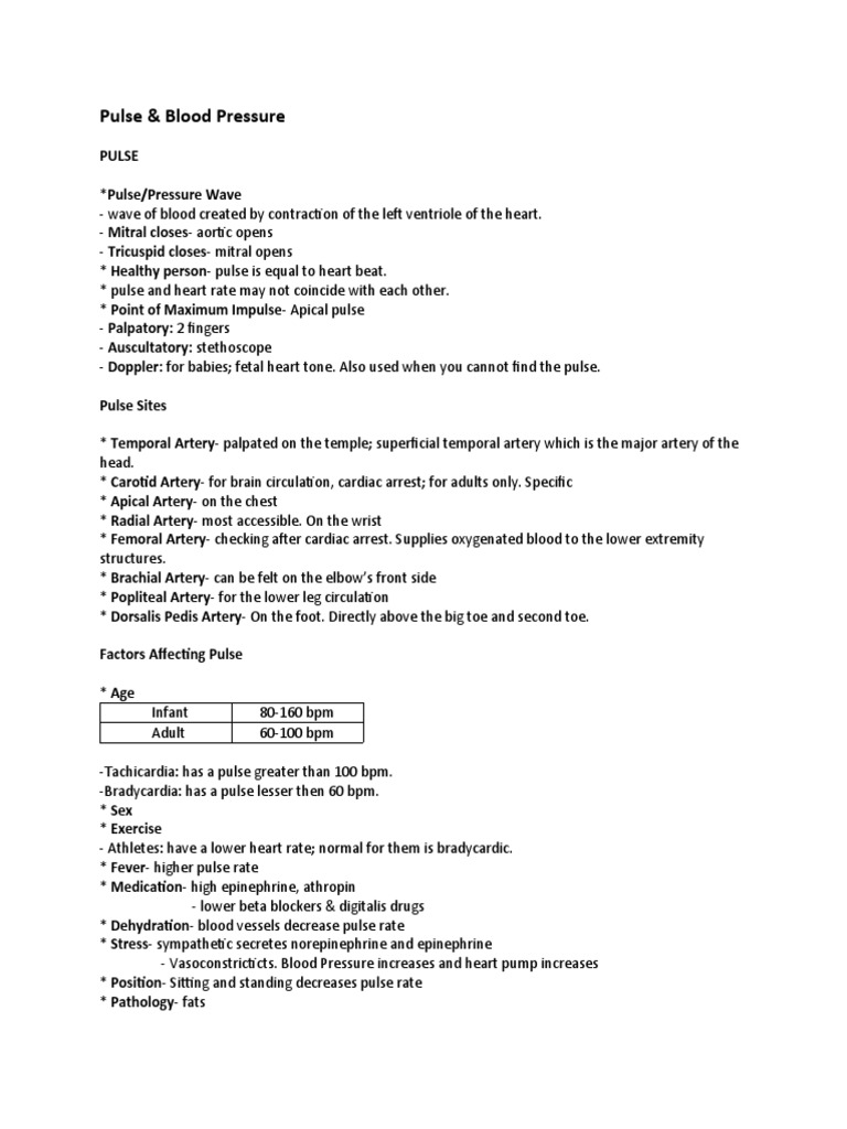 Pulse & Blood Pressure | PDF | Pulse | Blood Pressure