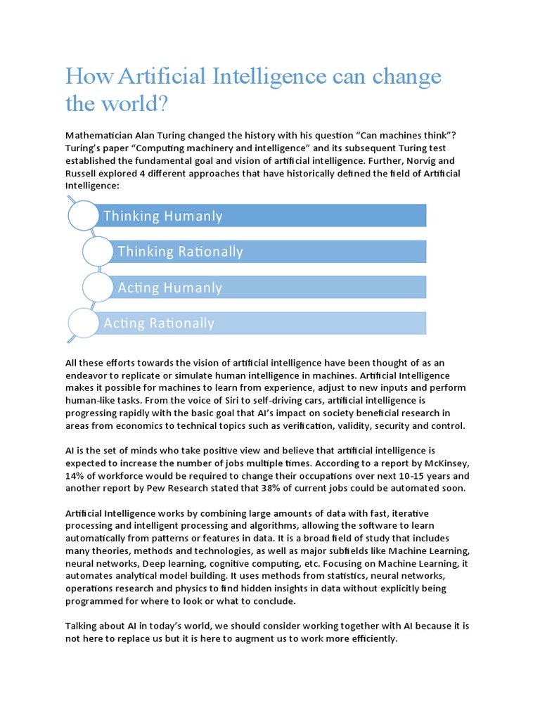 How Artificial Intelligence Can Change The World?: Thinking Humanly ...