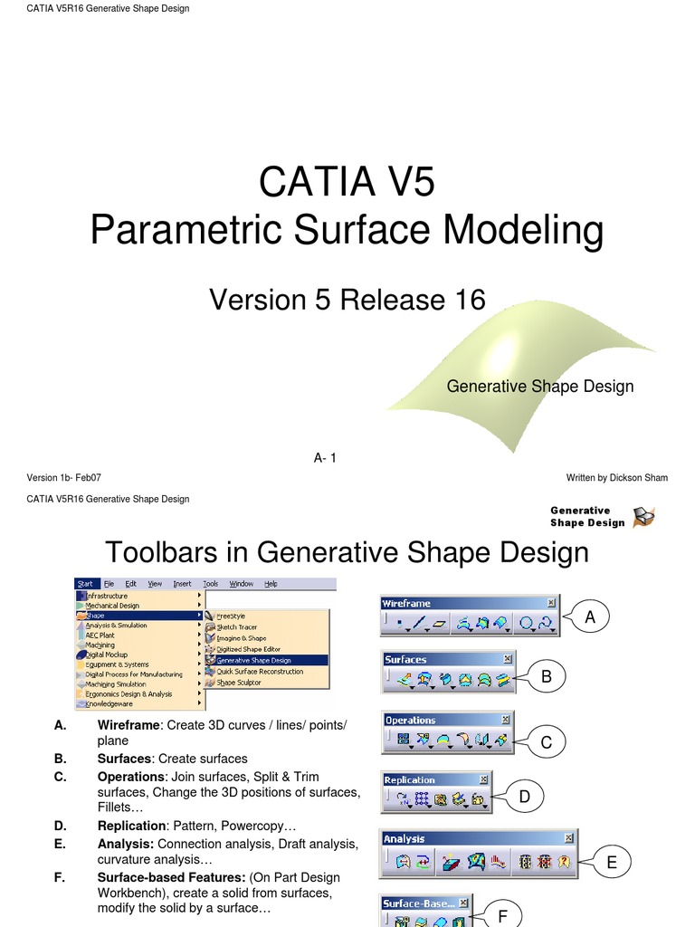 CATIA-V5 Parametric Surface Modeling | PDF | Curvature | Tangent