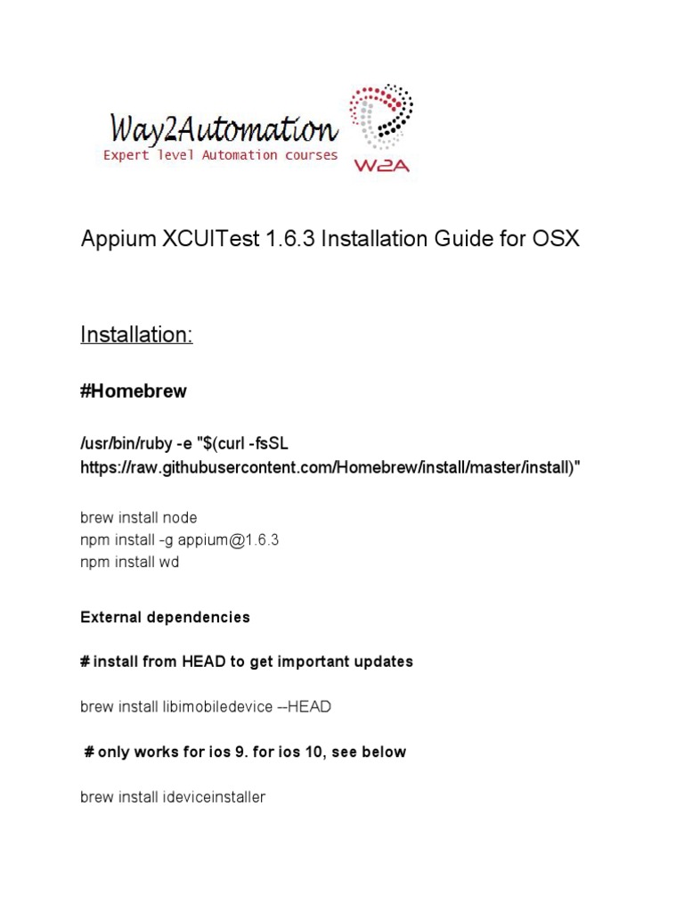 Appium XCUITest Installation Guide | PDF | Technology & Engineering