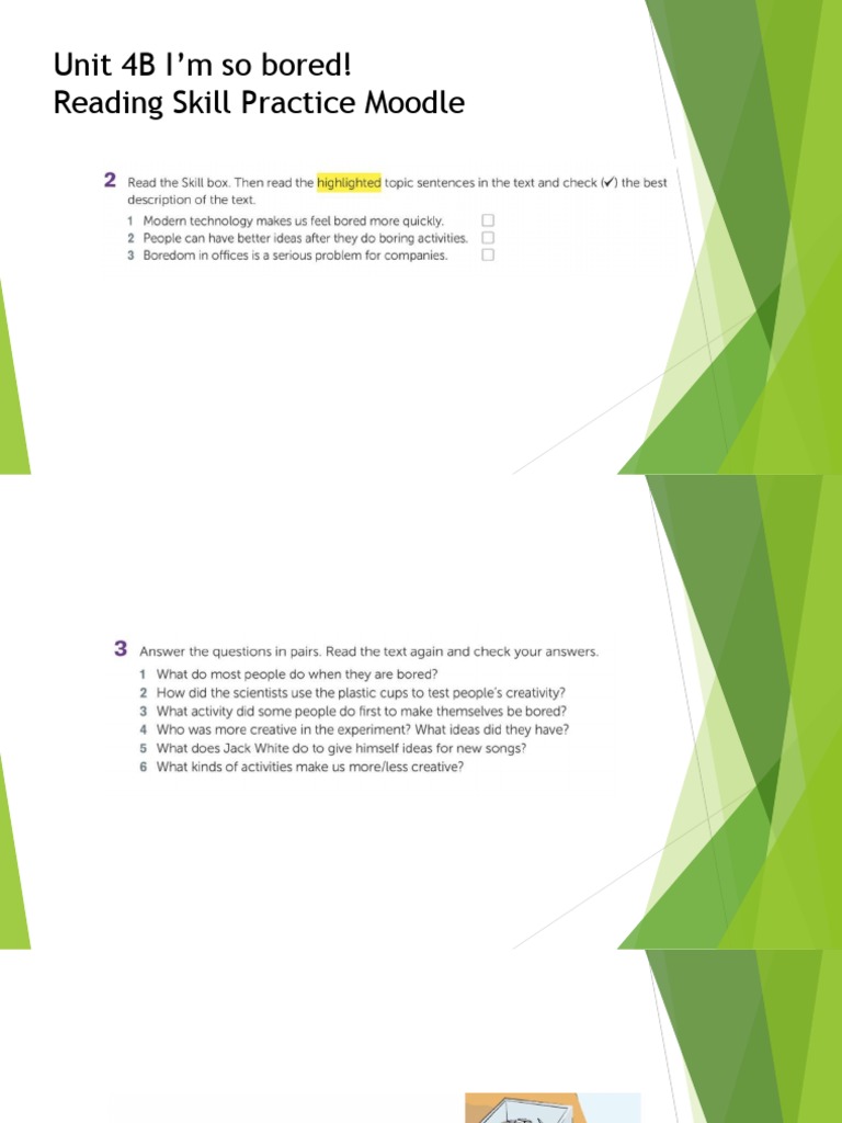 Reading Exercises Unit 4B E3 | PDF