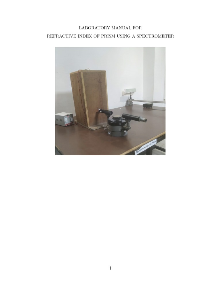 Laboratory Manual For Refractive Index of Prism Using A Spectrometer ...