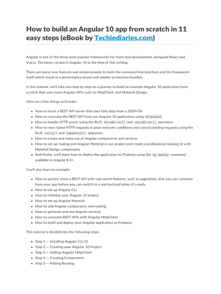 Angular 10 Tutorial PDF Ebook | Download Free PDF | Representational ...