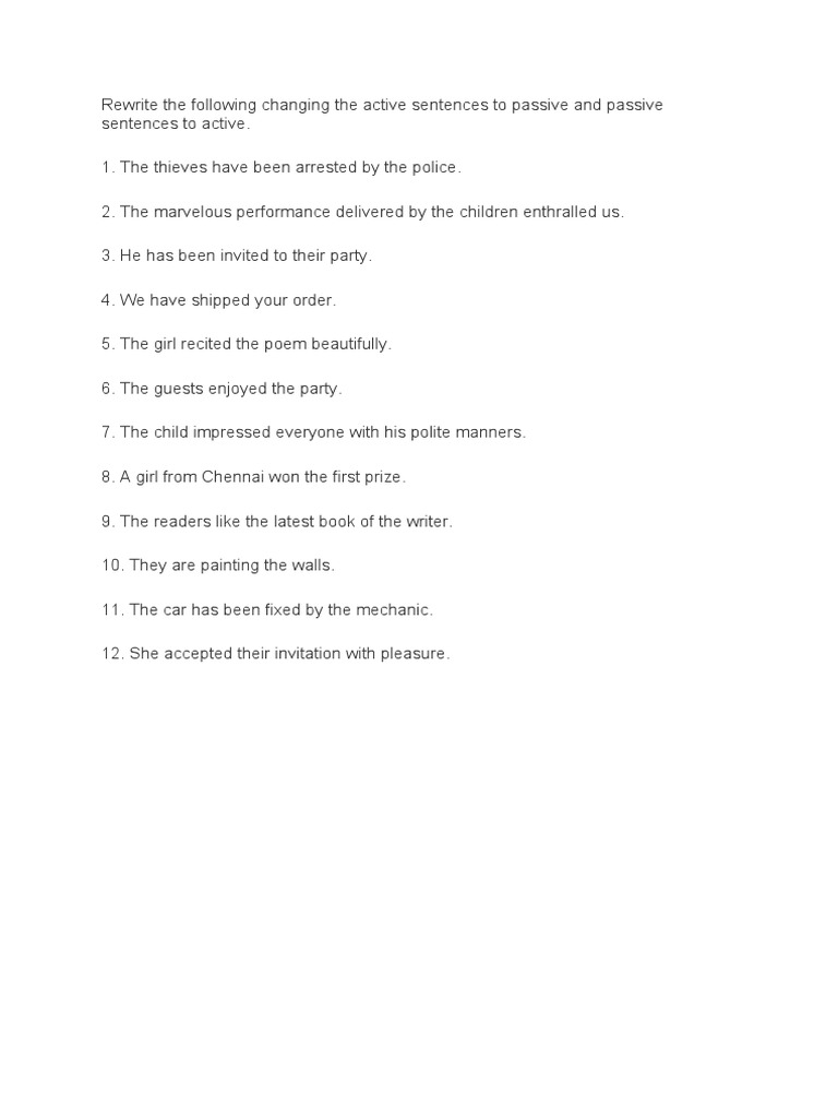 Active Passive Voice-Worksheets With Answers | PDF