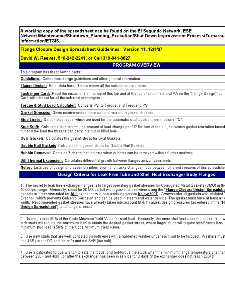 Flange Closure Design Spreadsheet-11 Ameriven | PDF | Chemistry ...