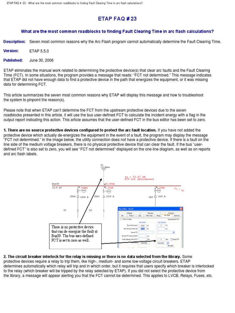 ETAP FAQ Arc Flash Calculations PDF | PDF
