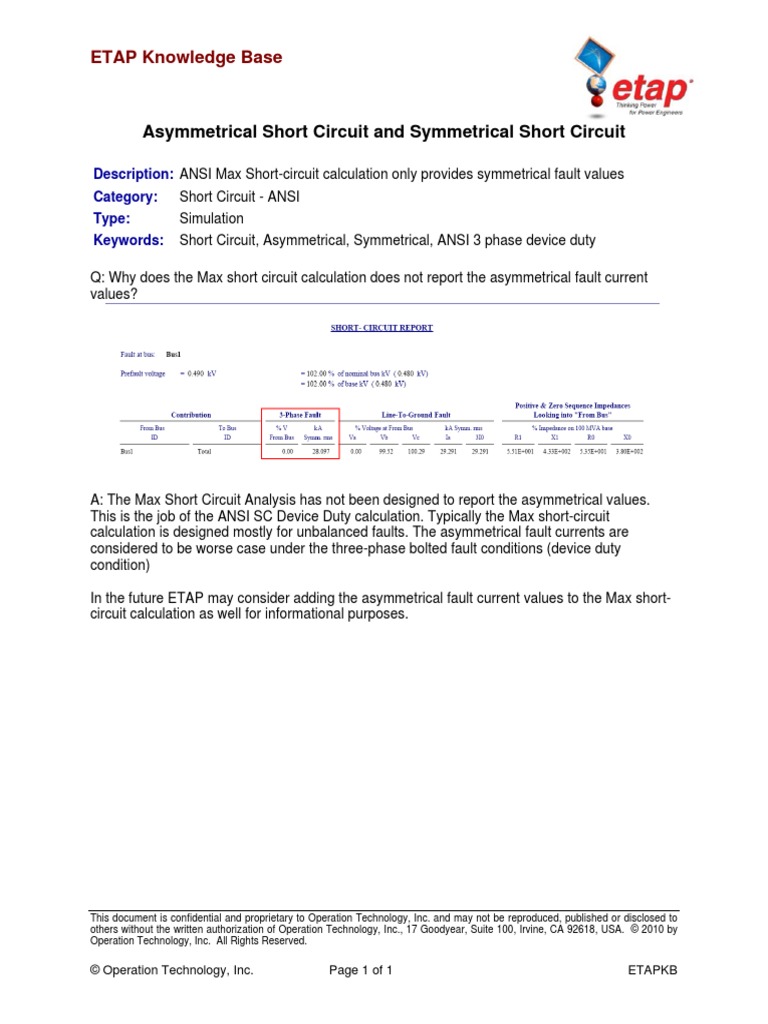 Asymmetrical Short Circuit and Symmetrical Short Circuit PDF | PDF