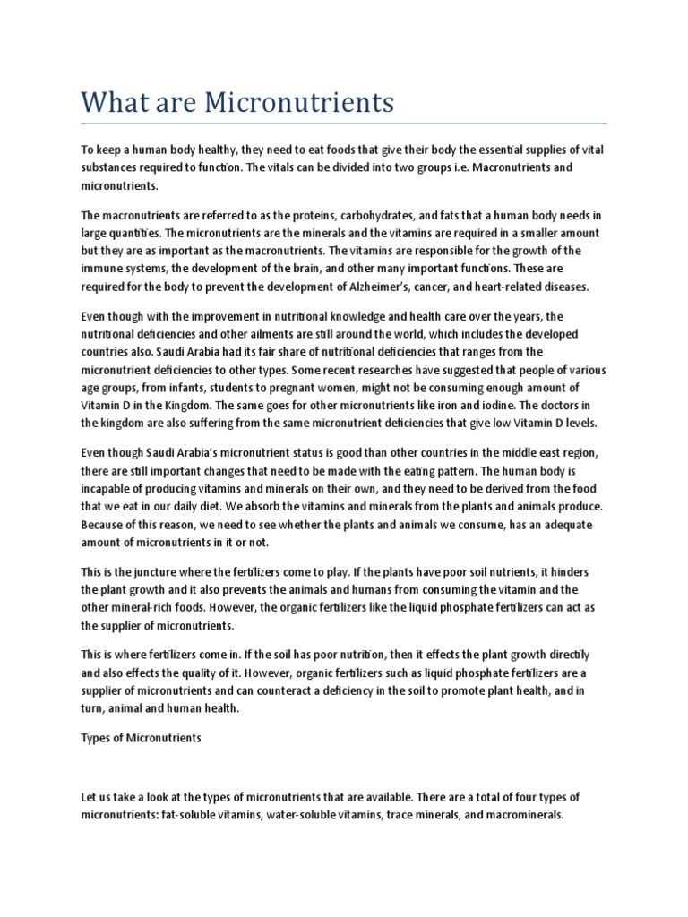 Understanding Micronutrients and Their Importance | PDF | Micronutrient ...