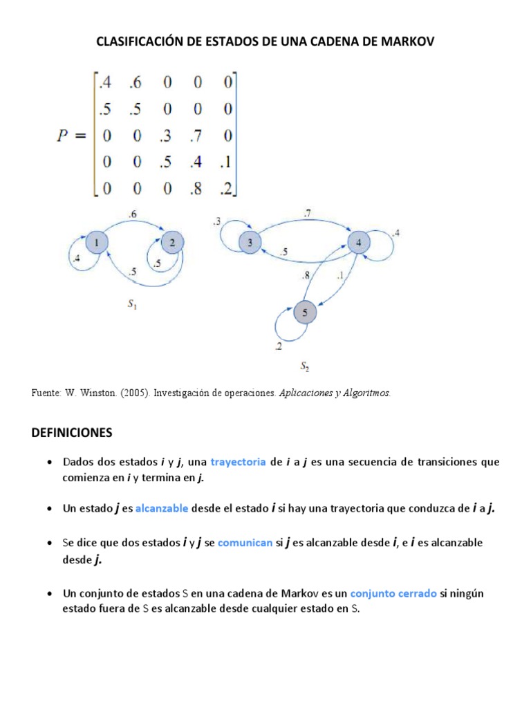 Cadenas de Markov | PDF | Cadena Markov | Matemáticas Aplicadas