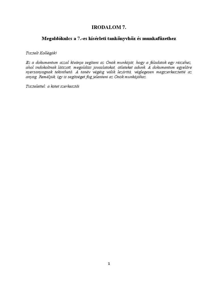 OFI - Irod - 7 - Megoldókulcs - TK - MF - 01 - 09 - 10 PDF | PDF