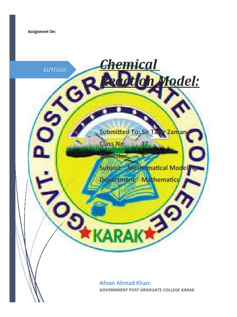 Assignment On Chemical Reaction Model | PDF | Chemical Substances ...