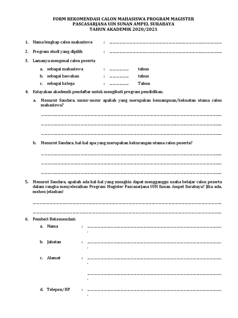 Form Rekom S2 | PDF