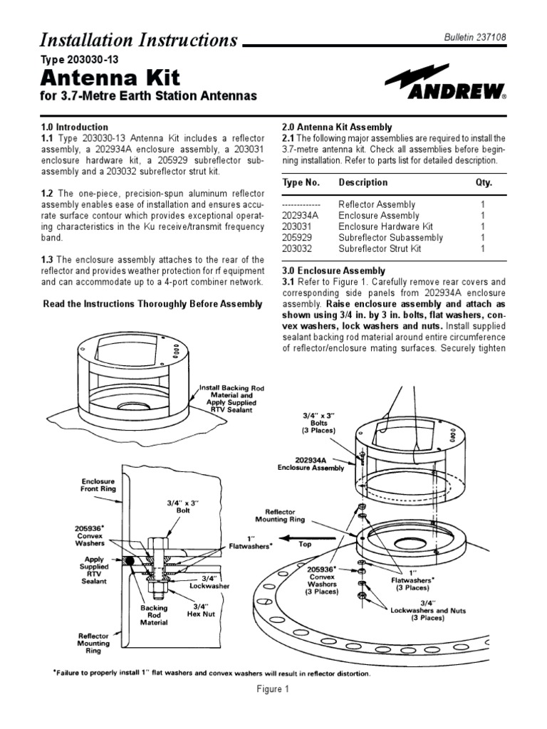 Antena Andrew 3.7m PDF | PDF | Nut (Hardware) | Screw