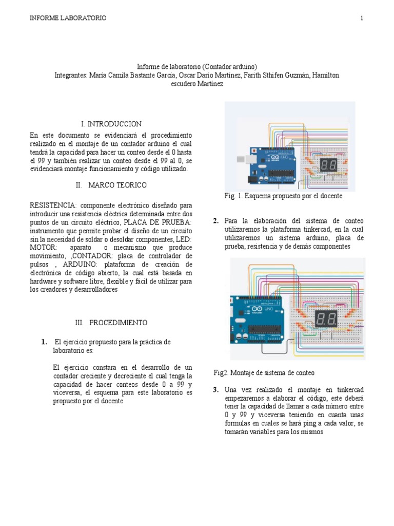 Informe Contador Digitales | PDF | Arduino | Resistor