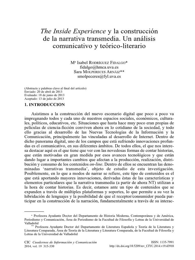 Narrativas Transmedia en la Era Digital | PDF | Narrativa | Comunicación