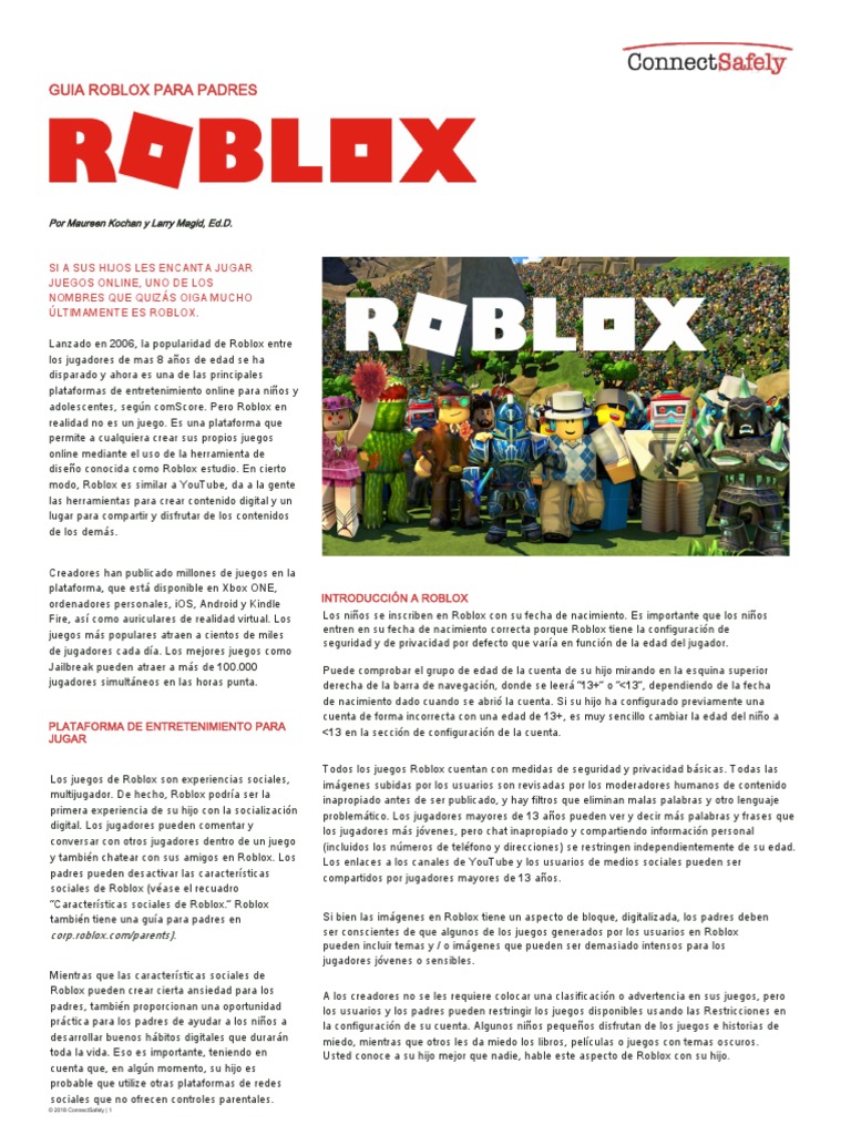 Roblox ConnectSafely Parents Guide V2.en - .Es | PDF | Youtube | Chat ...