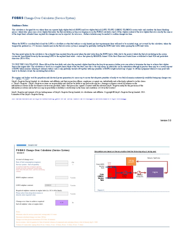 FOBAS Change-Over Calculator (Service System) : Guidance Notes | PDF ...